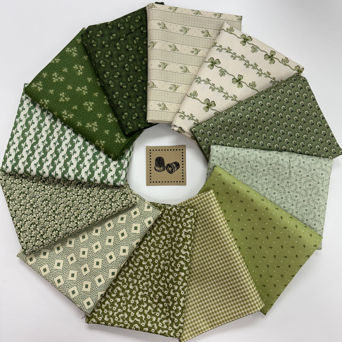 Spring Green Stack of 12 Fat Quarters – Two Thimbles